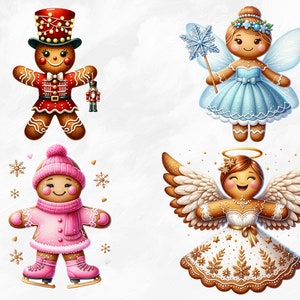 Watercolor Gingerbread Girl Clipart, 21 PNG Gingerbread Clipart Bundle ...