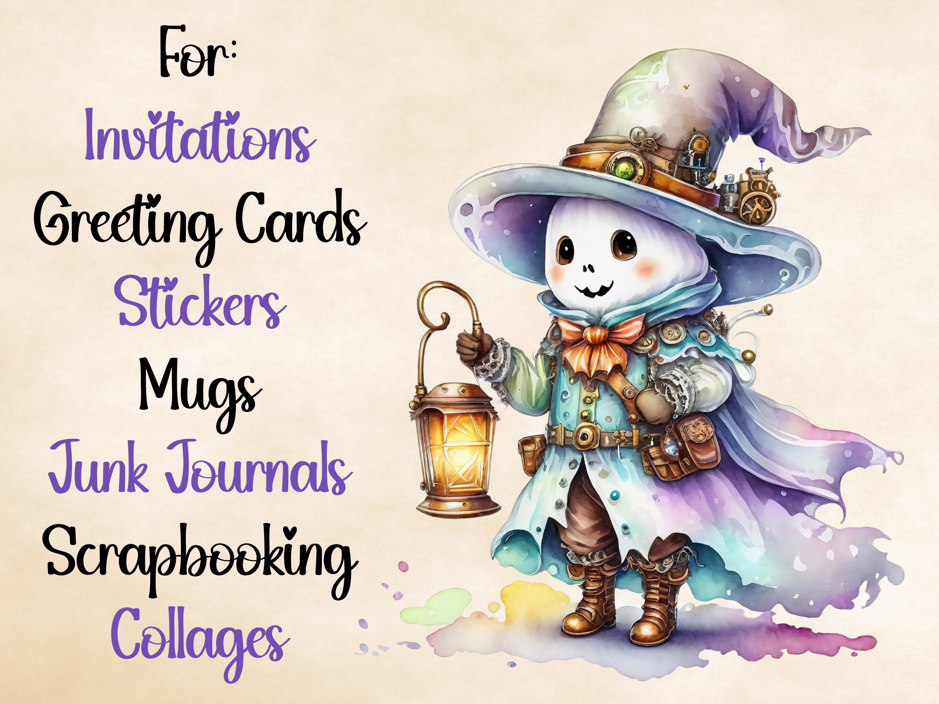 Watercolor Halloween Cute Ghost Collection Clipart 18 PNG - Etsy
