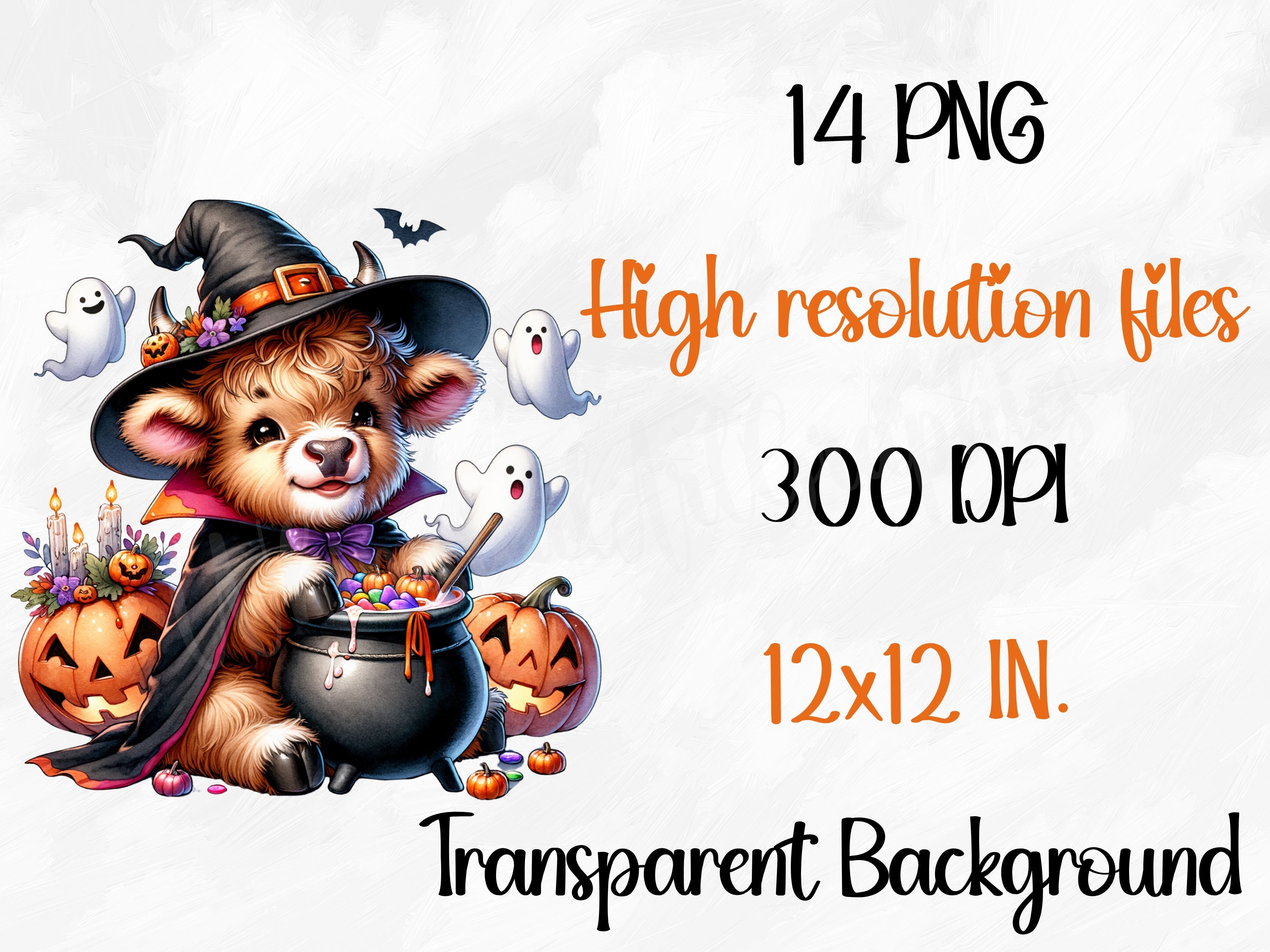 Watercolor Halloween Animals Collection Clipart, 14 PNG Halloween ...