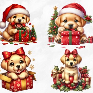 Watercolor Christmas Puppy Collection Clipart, 22 PNG Cute Puppy ...