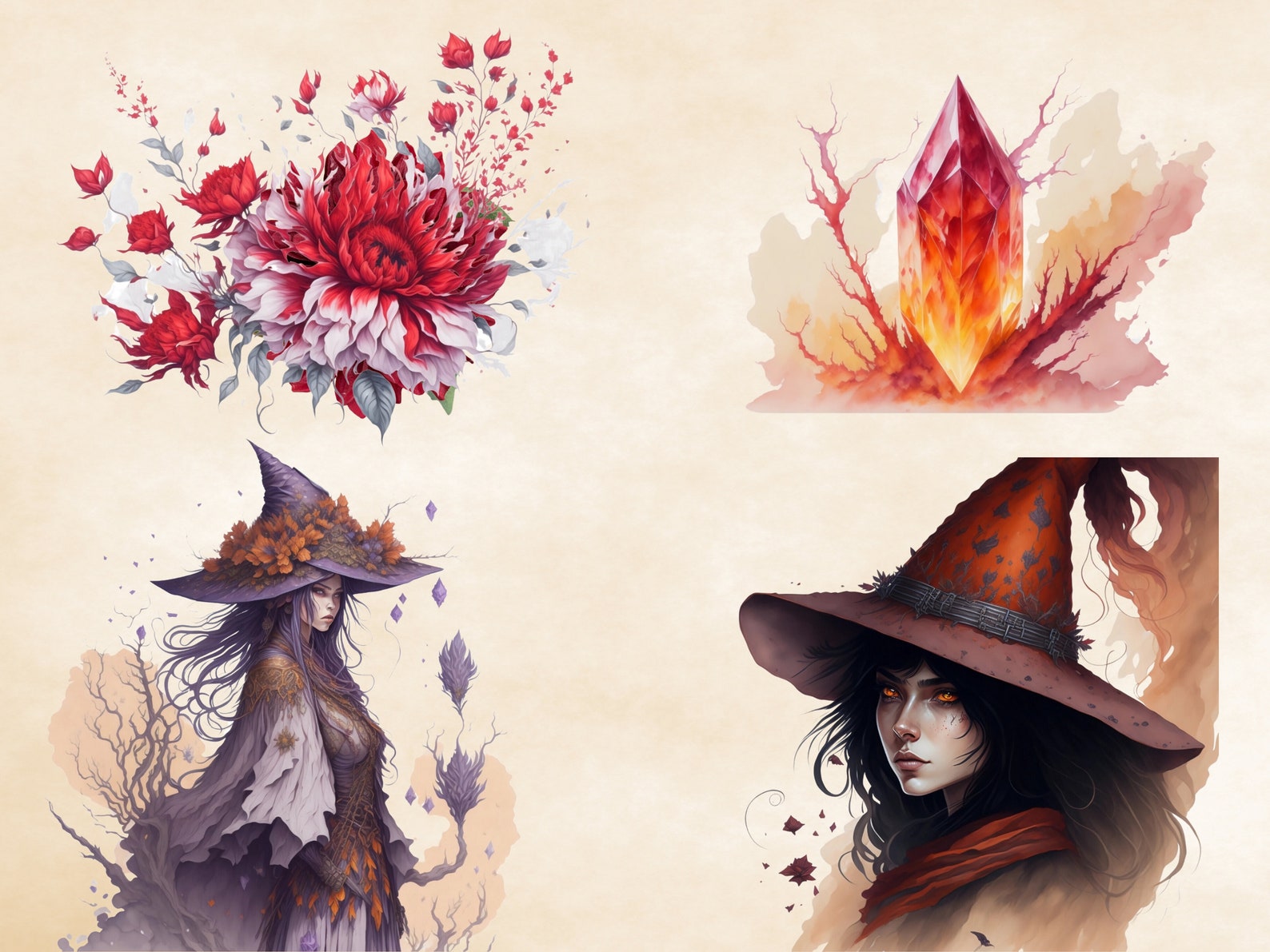 Watercolor Desert Witch Clipart Watercolor Witch Clipart - Etsy