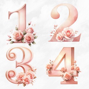 Watercolor Floral Alphabet Collection Clipart, 37 PNG Pink Alphabet ...