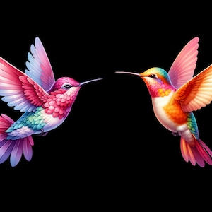 Watercolor Hummingbirds Collection Clipart, 11 PNG Pastel Bird Clipart ...