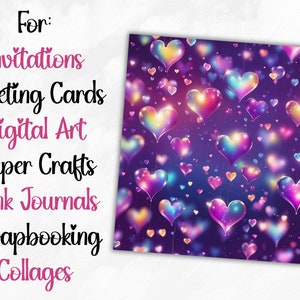 Bokeh Valentine Digital Paper, Printable Valentine, Romantic Heart ...