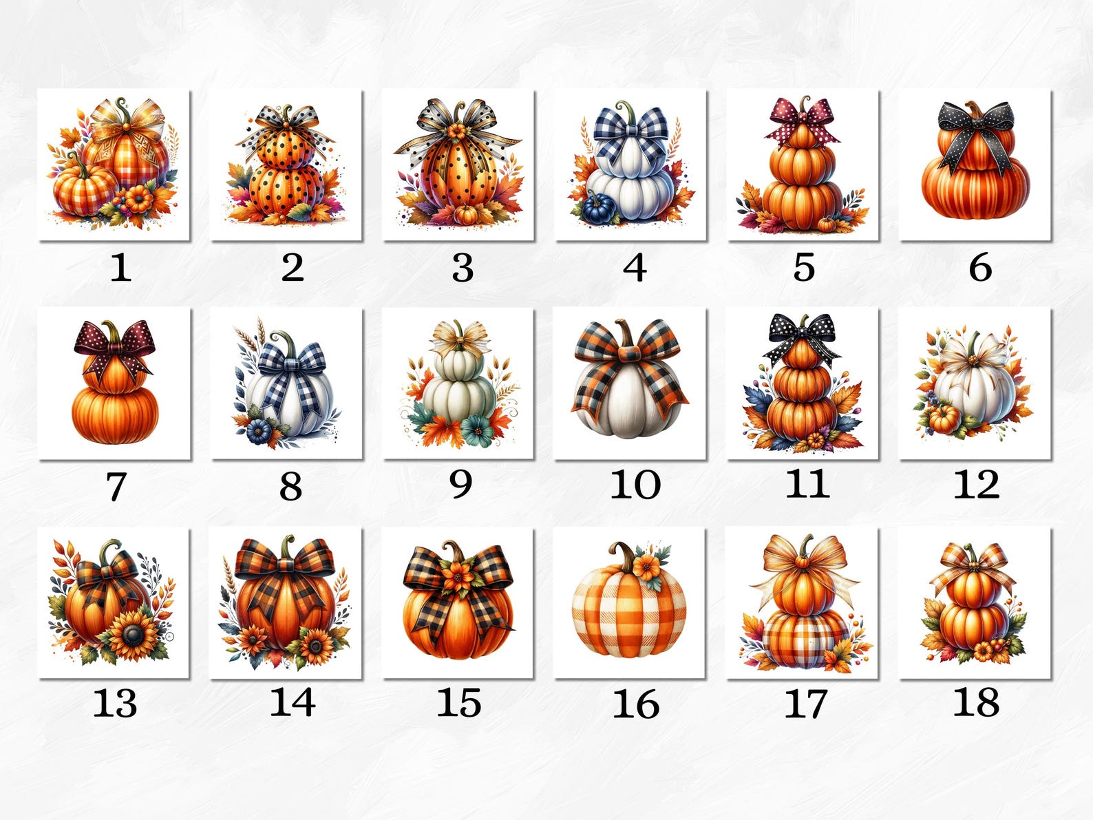 Watercolor Halloween Pumpkins Collection Clipart, 18 PNG Halloween ...