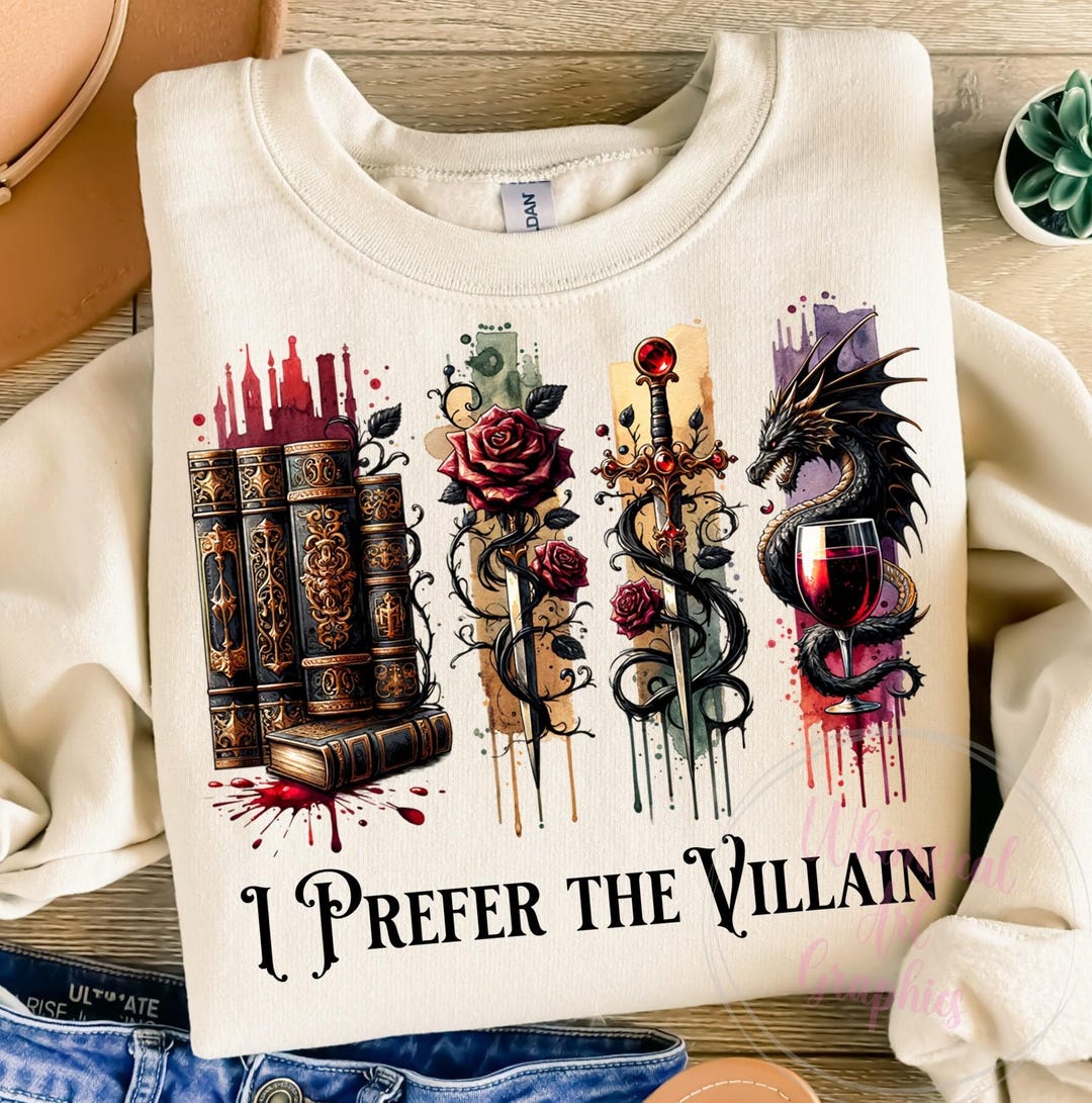 I Prefer the Villain PNG, Dark Romance Png, Book Quotes Png, Book Lover ...