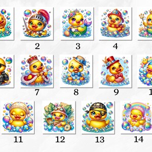 Watercolor Nursery Rubber Ducks Collection Clipart, 14 PNG Duck Clipart ...