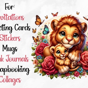 Watercolor Cute Mother and Baby Safari Animals Clipart, 18 PNG Baby ...