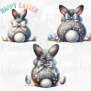 Watercolor Bunny Butt Collection Clipart, 15 PNG Easter Clipart, Bunny ...