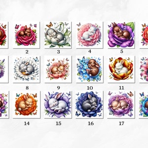 Watercolor Sleeping Baby Bunny Clipart, 18 PNG Bunny Graphics Clipart ...