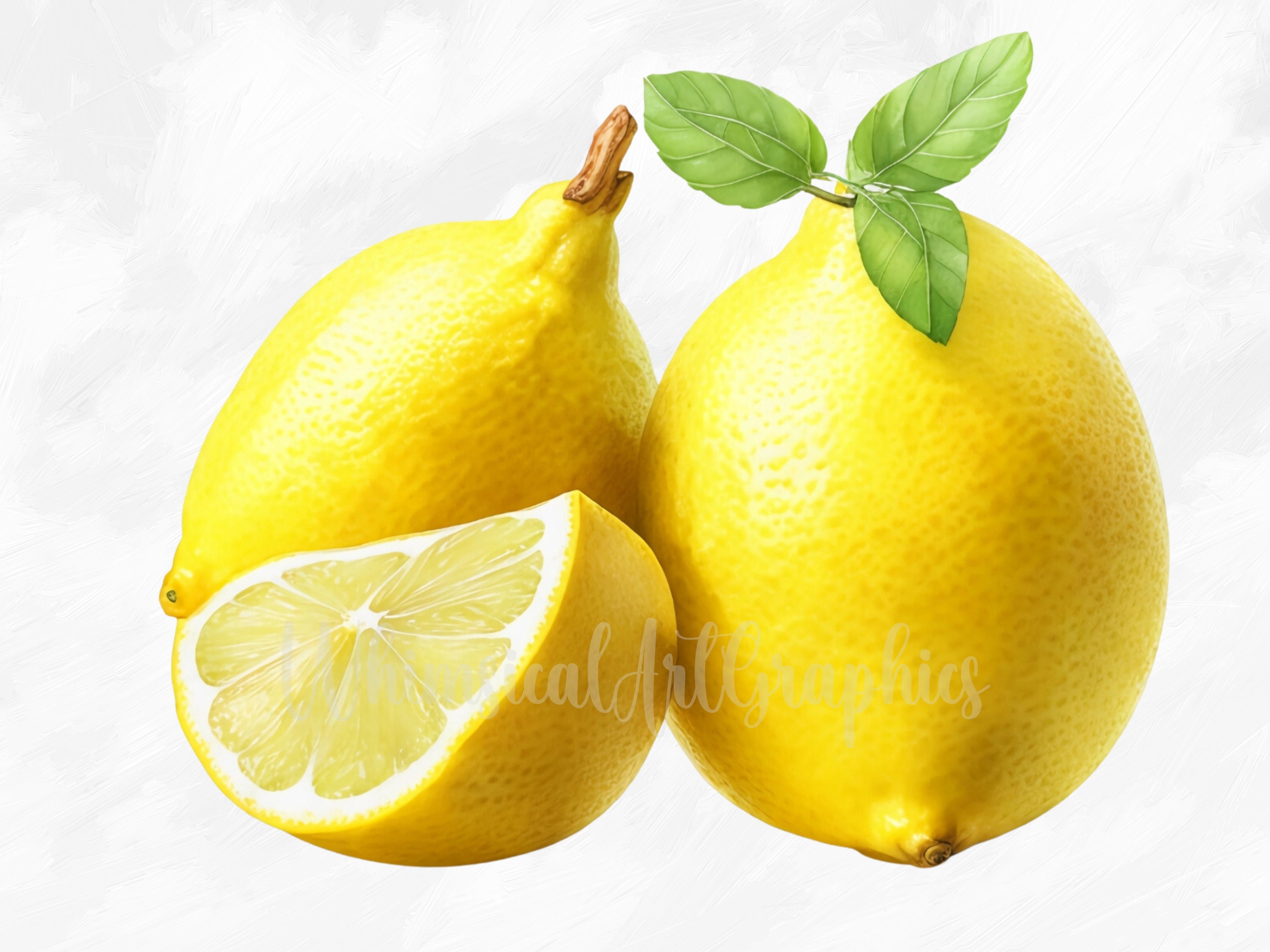 Watercolor Lemon Clipart, 11 PNG Lemons Clipart, Fruit Clipart, Citrus ...