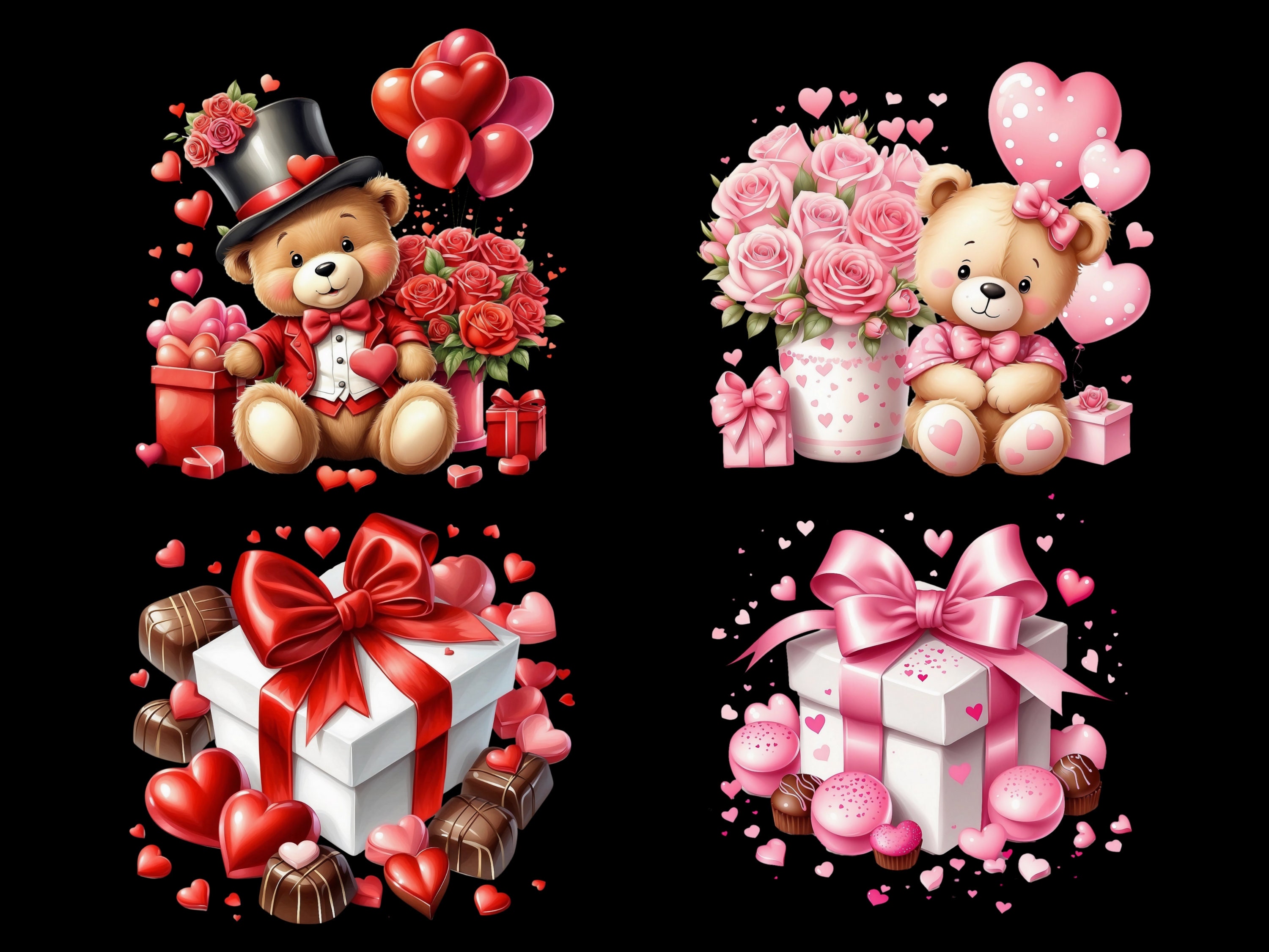 Watercolor Cute Valentines Candy Shop Clipart, 23 PNG Valentines Day ...