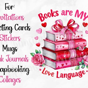 Watercolor Valentine Book Lover Clipart, 12 PNG Valentines Clipart ...