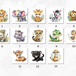 Watercolor Baby Safari Animals Clipart, 13 PNG Baby Shower Clipart ...