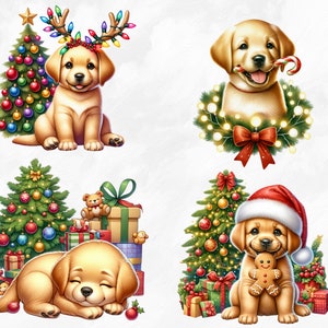 Watercolor Christmas Puppy Collection Clipart, 22 PNG Cute Puppy ...