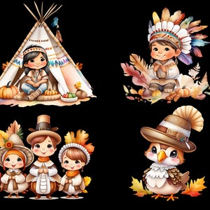 Watercolor Thanksgiving Collection Clipart, 24 PNG Thanksgiving Feast ...