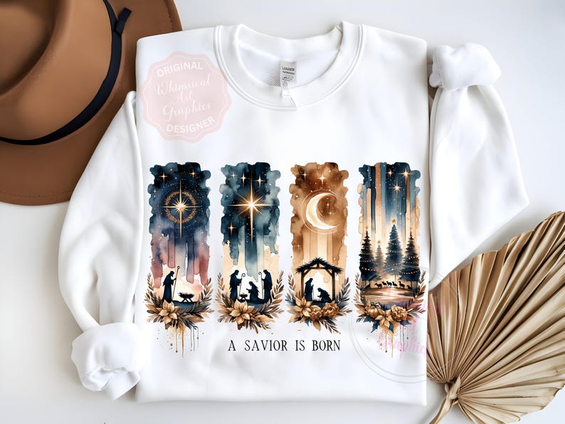 A Savior is Born PNG, Christmas Sublimation, Bow Nativity PNG ...