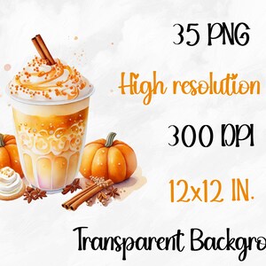 35 PNG Watercolor Pumpkin Spice Collection Clipart, Sweet Treats ...