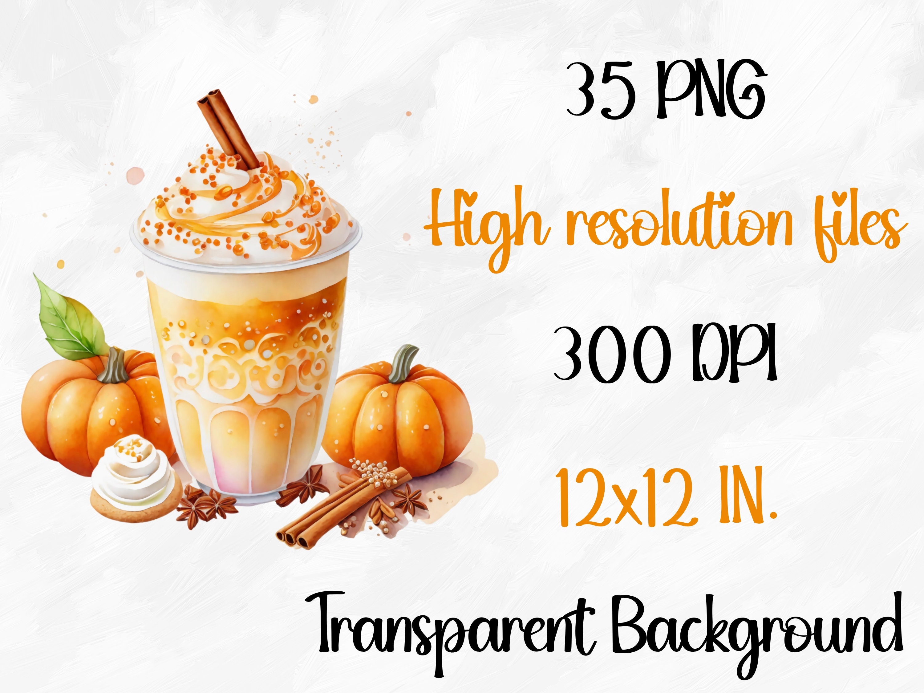35 PNG Watercolor Pumpkin Spice Collection Clipart, Sweet Treats ...