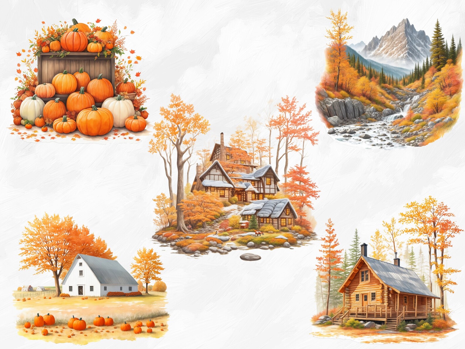 Watercolor Autumn Scenes Clipart 18 PNG Autumn Scenes Clipart - Etsy