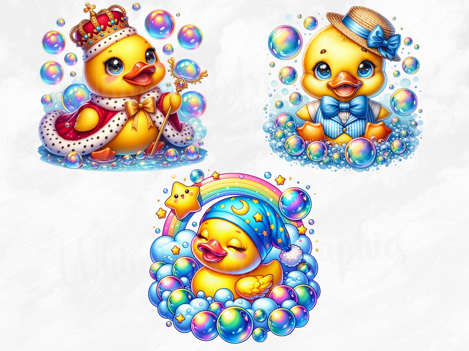 Watercolor Nursery Rubber Ducks Collection Clipart, 14 PNG Duck Clipart ...
