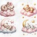 Watercolor Pink Sleepy Teddy Bear Clipart, 23 PNG Cute Baby Bear ...