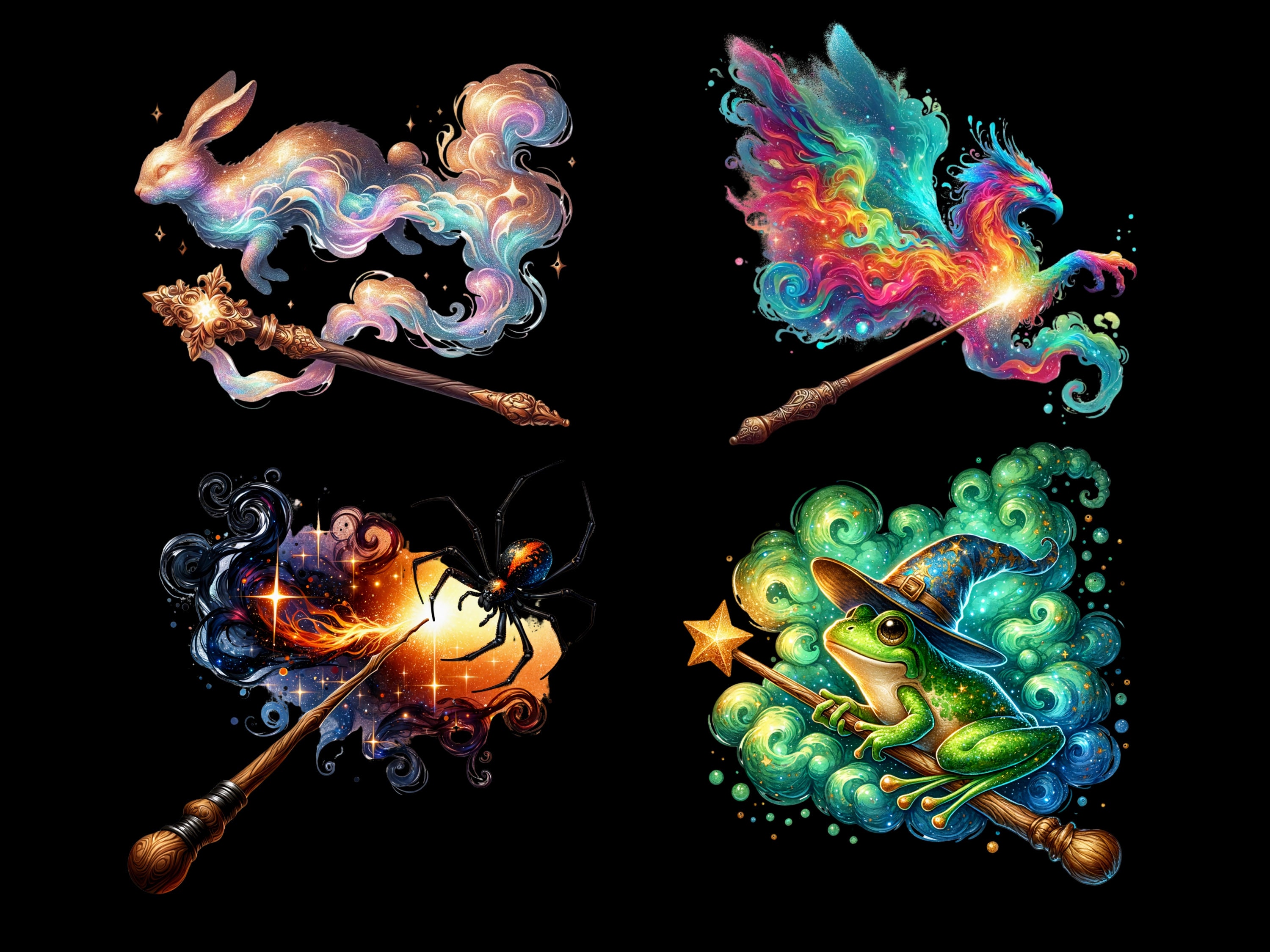 Watercolor Wizard School Animals Collection Clipart, 24 PNG Halloween ...