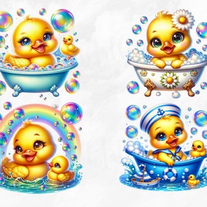 Watercolor Rubber Ducks Clipart, 22 PNG Rubber Ducks Clipart, Cute ...