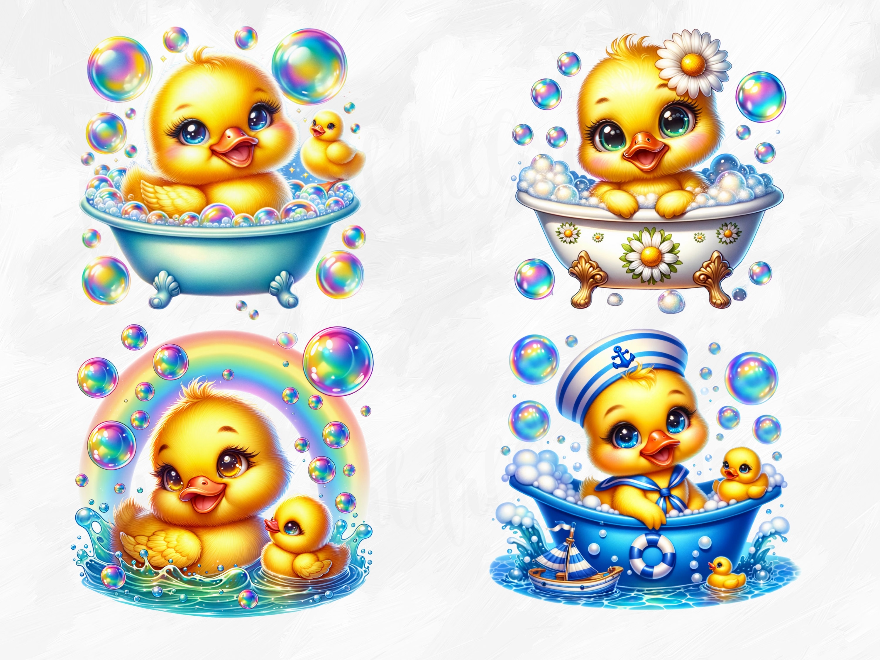 Watercolor Rubber Ducks Clipart, 22 PNG Rubber Ducks Clipart, Cute ...