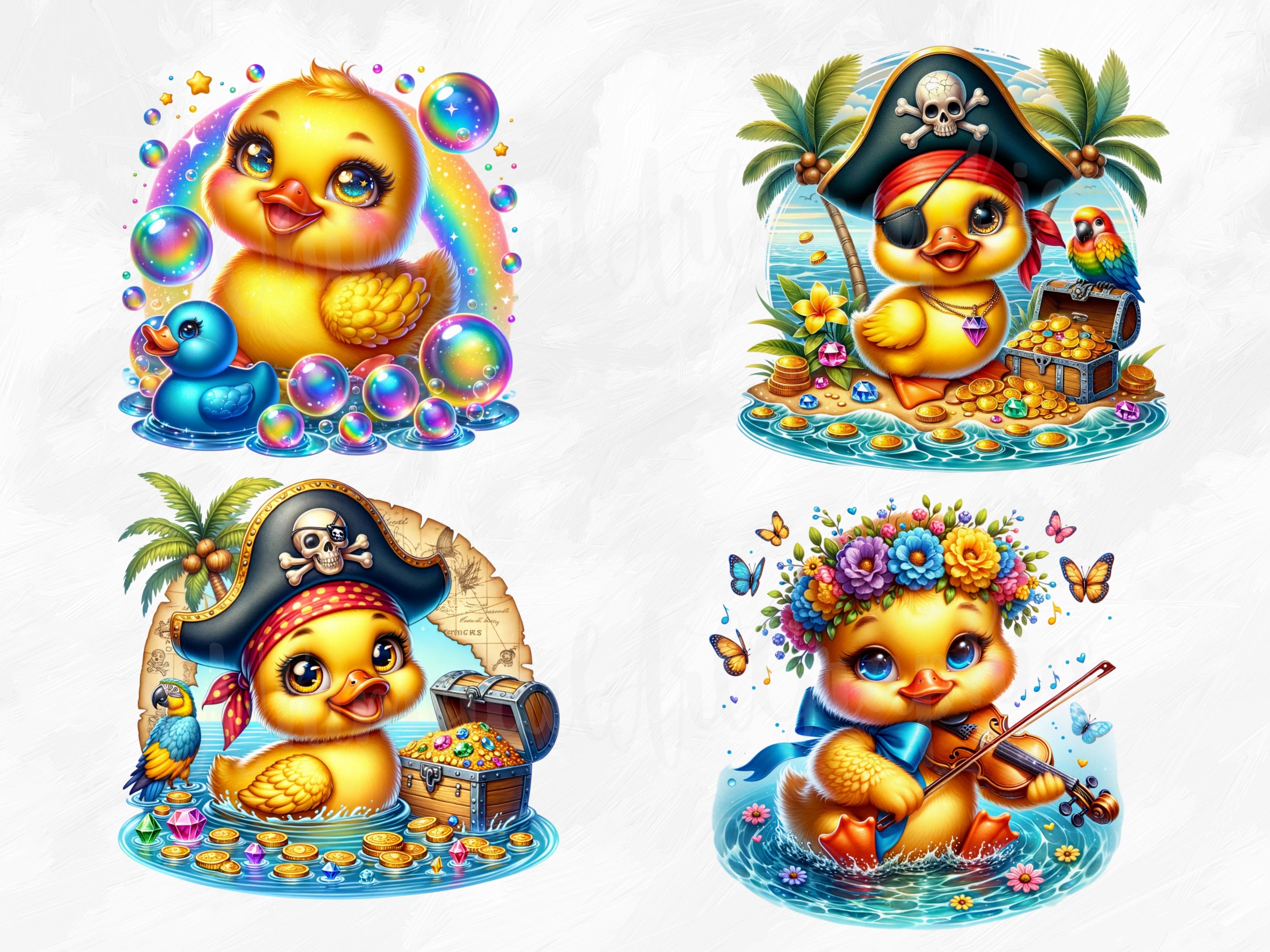 Watercolor Rubber Ducks Clipart, 22 PNG Rubber Ducks Clipart, Cute ...