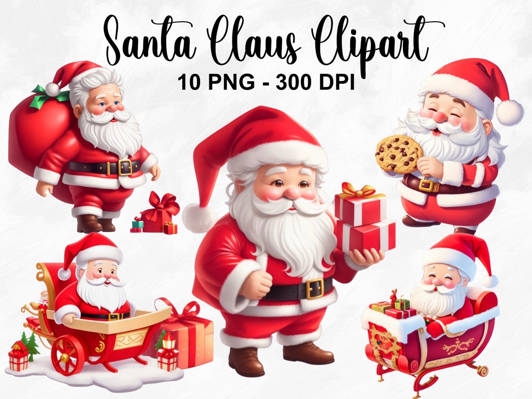 Santa Claus Clipart, 10 PNG Cute Santa Claus Clipart, Holiday Clipart ...
