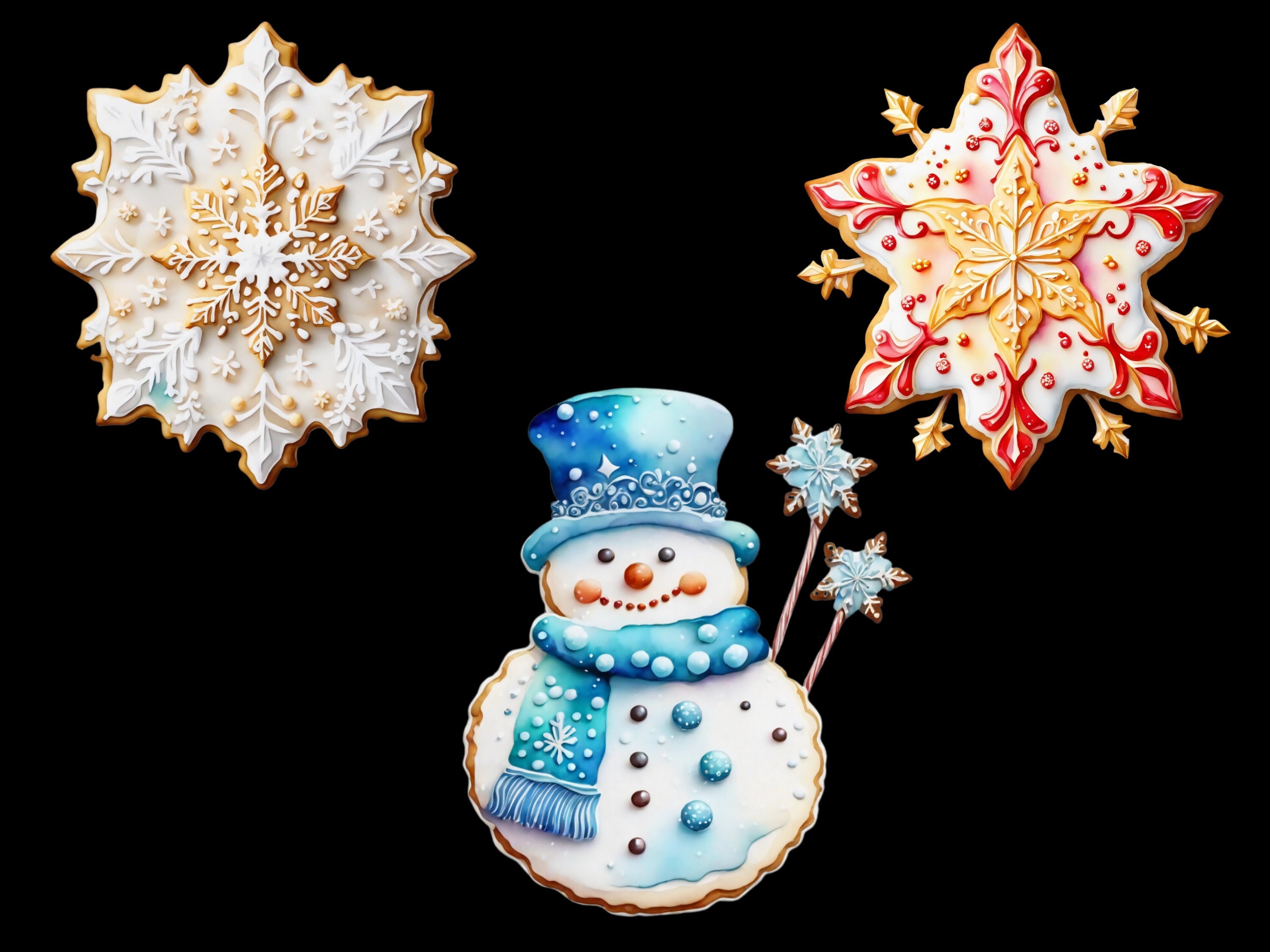 Watercolor Christmas Cookies Clipart, 30 PNG Christmas Cookies Clipart ...