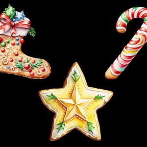 Watercolor Christmas Cookies Clipart, 30 PNG Christmas Cookies Clipart ...