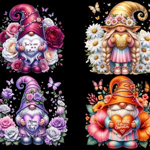 Watercolor Mothers Day Gnomes Collection Clipart, 18 PNG Garden Gnome ...