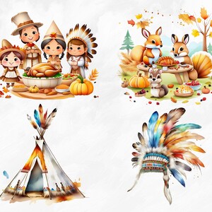 Watercolor Thanksgiving Collection Clipart, 24 PNG Thanksgiving Feast ...
