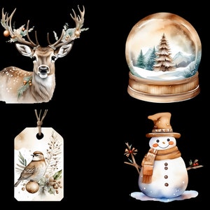 Watercolor Boho Christmas Collection Clipart, 35 PNG Cozy Christmas ...