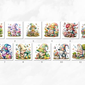 Watercolor Garden Gnomes Collection Clipart, 11 PNG Spring Garden ...