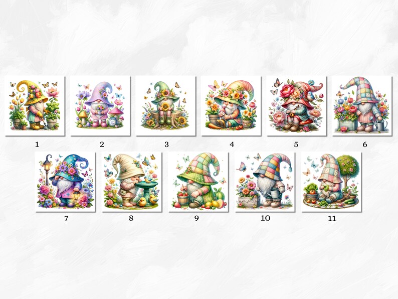Watercolor Garden Gnomes Collection Clipart, 11 PNG Spring Garden ...
