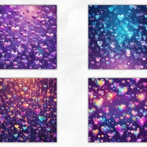 Bokeh Valentine Digital Paper, Printable Valentine, Romantic Heart ...