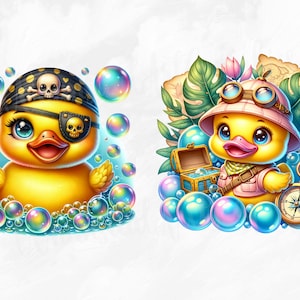 Watercolor Nursery Rubber Ducks Collection Clipart, 14 PNG Duck Clipart ...