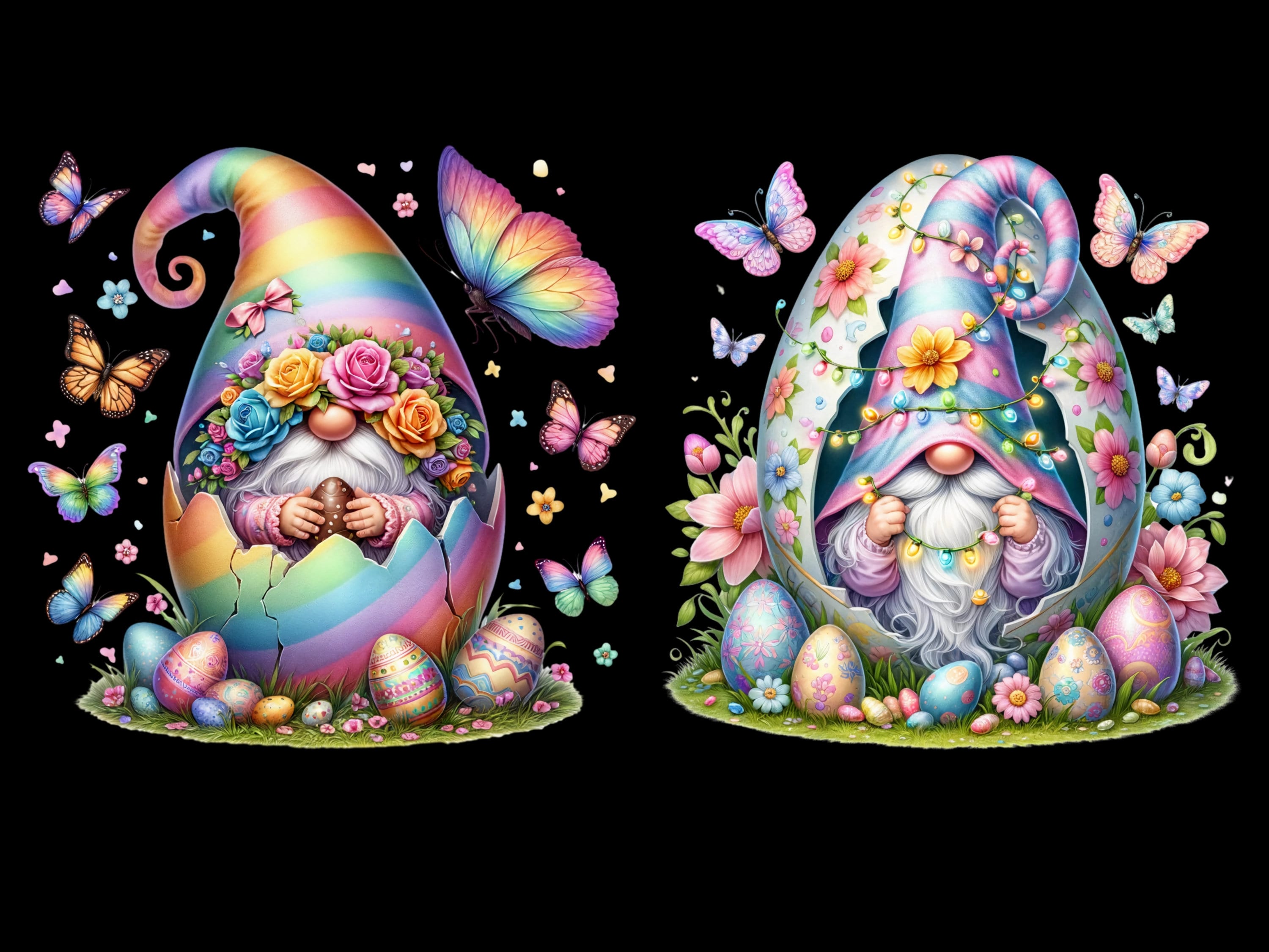 Watercolor Easter Egg Gnome Collection Clipart, 11 PNG Easter Clipart ...