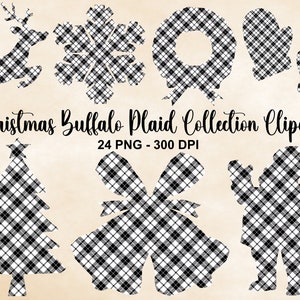 Christmas Buffalo Plaid Collection Clipart, 24 PNG Buffalo Plaid ...