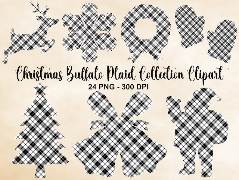 Christmas Buffalo Plaid Collection Clipart 24 PNG Buffalo - Etsy