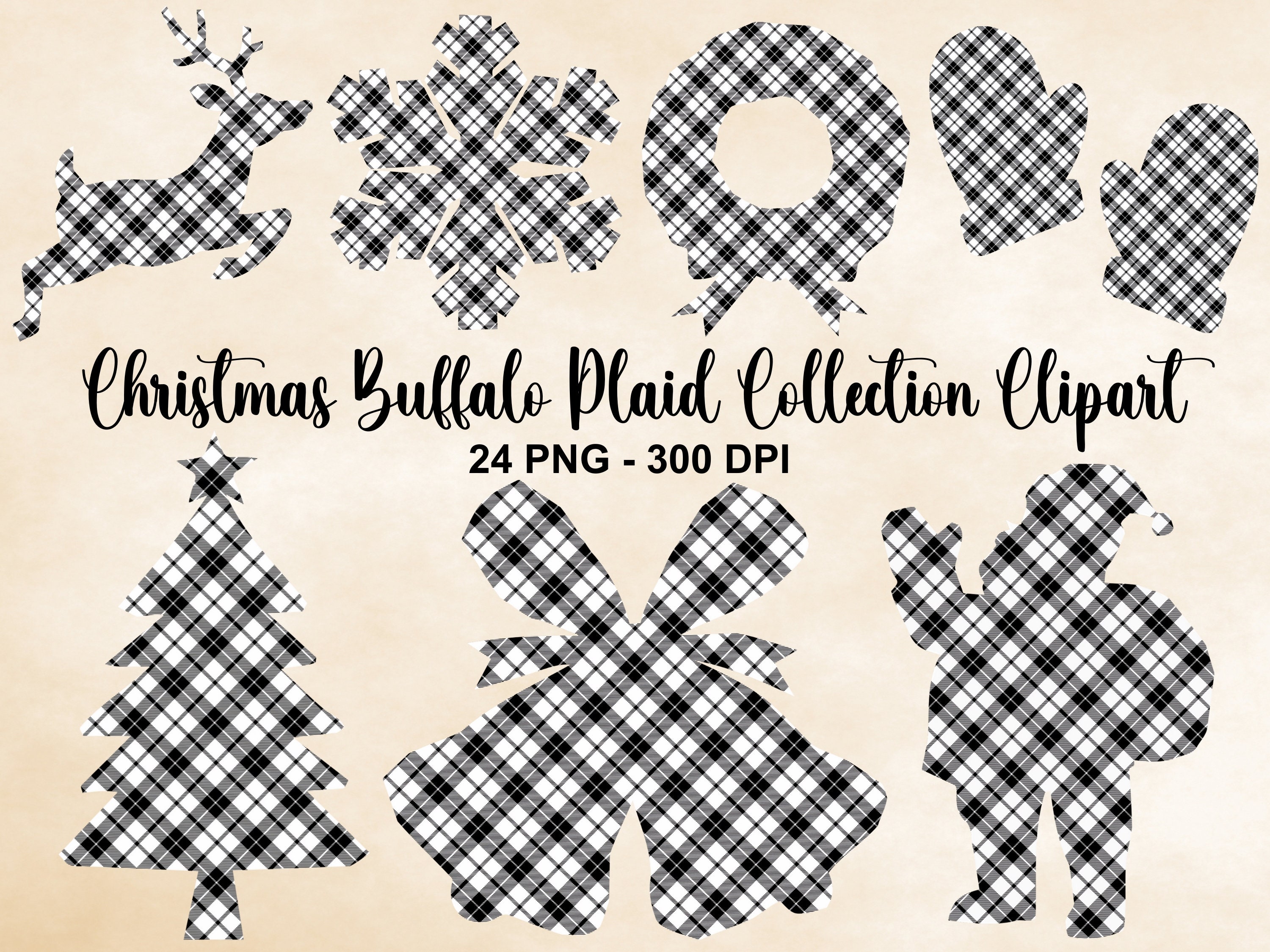 Christmas Buffalo Plaid Collection Clipart 24 PNG Buffalo - Etsy