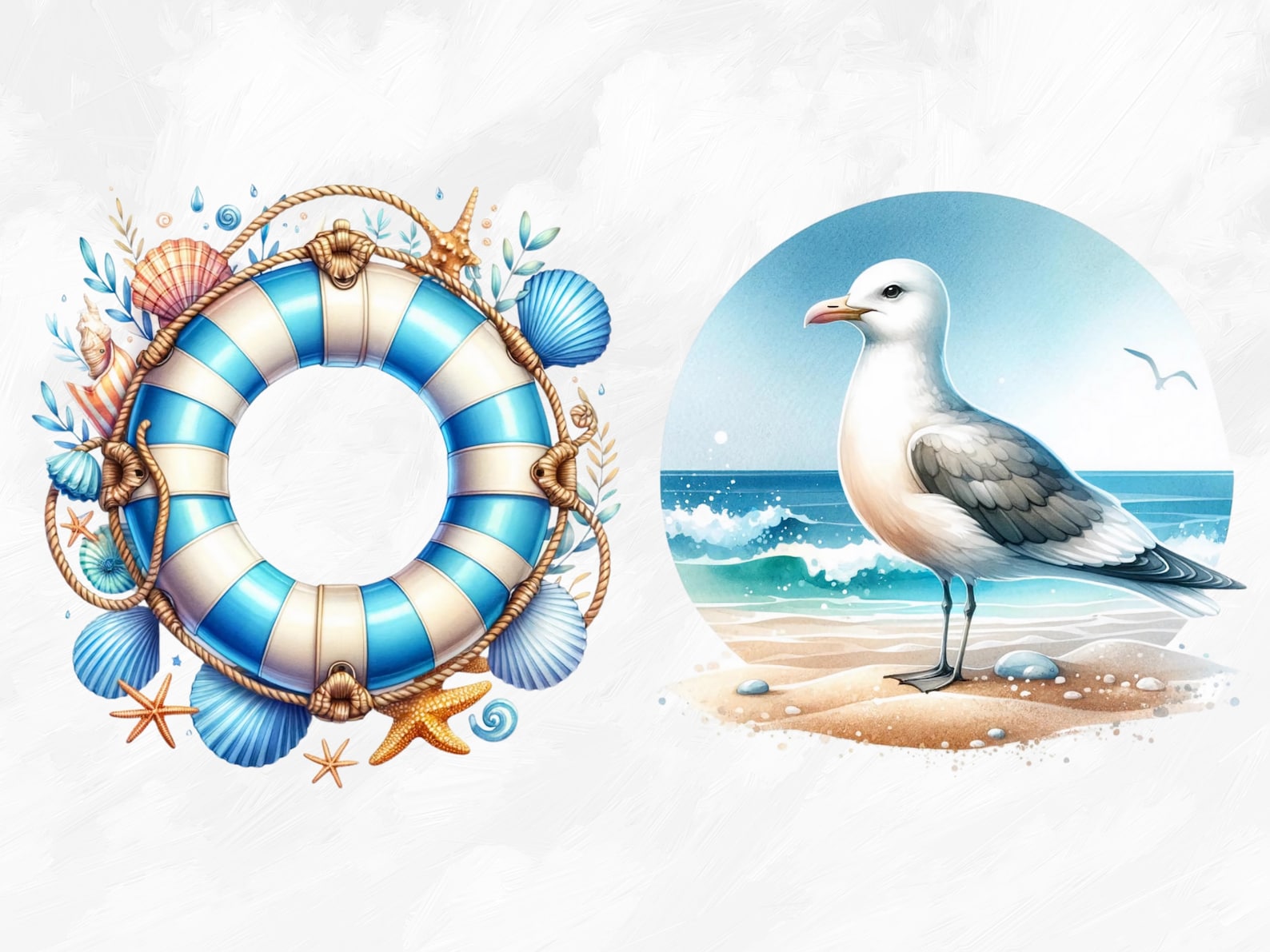 Watercolor Nautical Collection Clipart, 14 PNG Beach Clipart, Travel ...