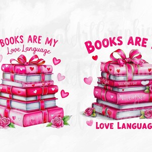 Watercolor Valentine Book Lover Clipart, 12 PNG Valentines Clipart ...