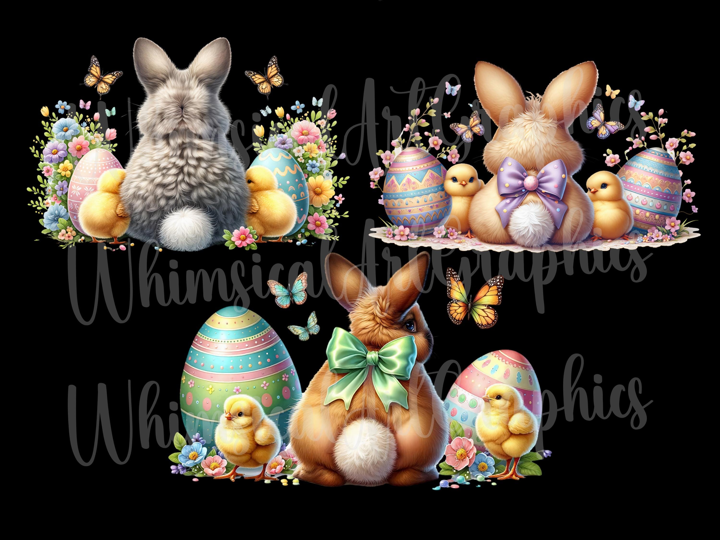 Watercolor Bunny Butt Collection Clipart, 15 PNG Easter Clipart, Bunny ...