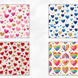 Love Hearts Digital Paper, Printable Valentine, Seamless Pattern, Pink ...