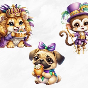 Watercolor Cute Mardi Gras Collection Clipart, 15 PNG Mardi Gras ...