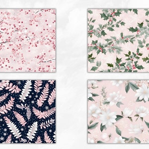 Pink Christmas Digital Paper, Printable Pink Christmas Paper, Pink ...